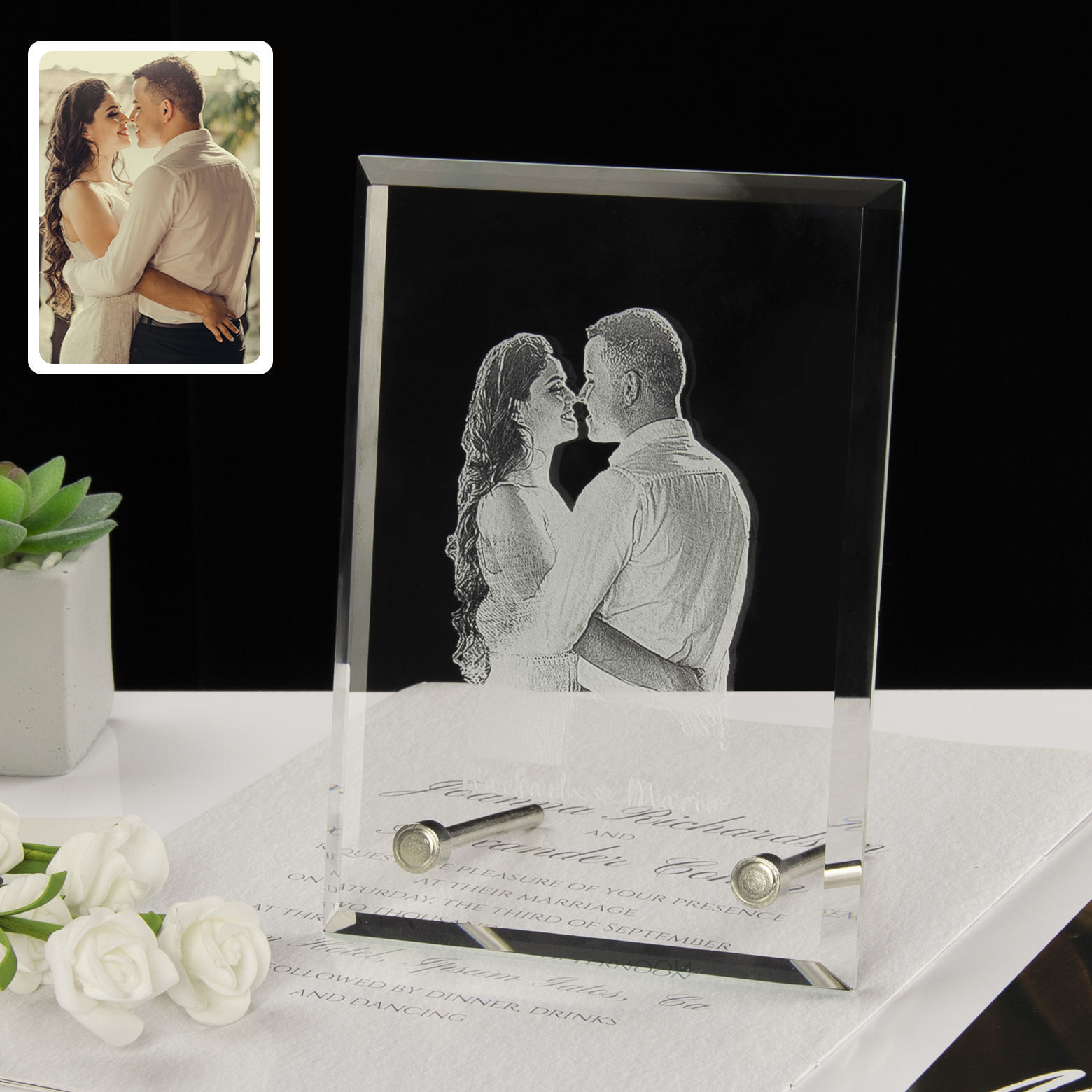 Custom Crystal Photo Frame: Photo In Portrait Crystal | Personalized ...