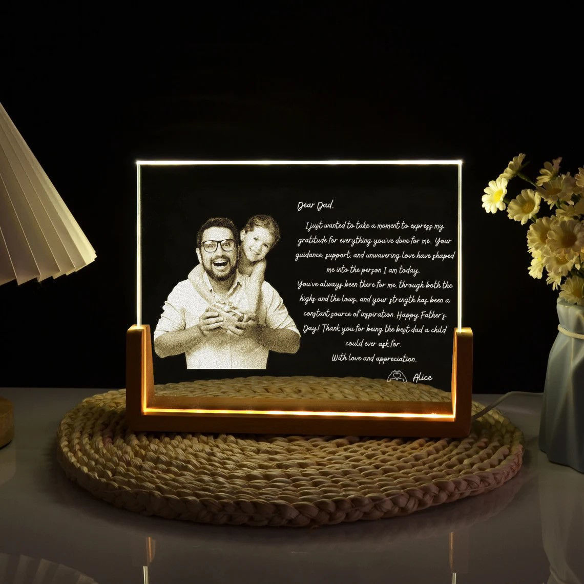 Custom Photo Crystal Night Light: Personalized Crystal Photo Frame With ...